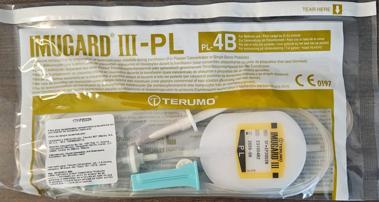 FILTRO PARA LEUCORREDUCIR CONCENTRADO PLAQUETARIO IMUGARD III-PL TERUMO ...